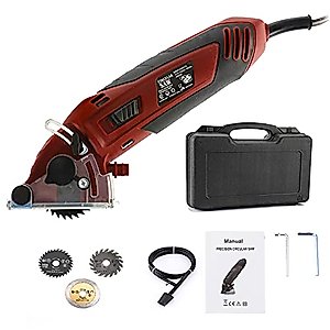 IRONWALLS Mini Circular Saw Set, 400W 3400RMP Multi-Functional Circular Saw Machine with 3PCS Carbide Tipped Blade, 110V Hand-Held Corded Electric Powered Mini Saw for Wood, Metal, Tile, PVC Plastic