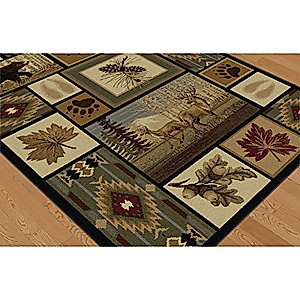 Northern Wildlife Novelty Lodge Pattern Multi-Color Runner Rug, 2.7' x 7'