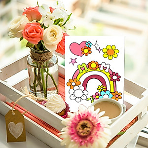 Fancy Land Color Your Own Mother's Day Cards for Kids Classroom Crafts Mom's Day Greeting Cards with Envelopes for DIY Birthday Gifts School Activities Party Favors Supplies 12Pcs