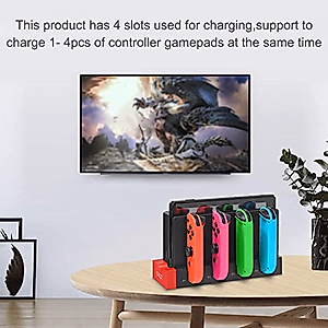 Charging Dock Compatible with Nintendo Switch & Switch OLED Model Joycons, Switch Controller Charger Dock Station for Joycon Charges up to 4pcs, Charging Stand Station for Nintendo Switch/OLED Model