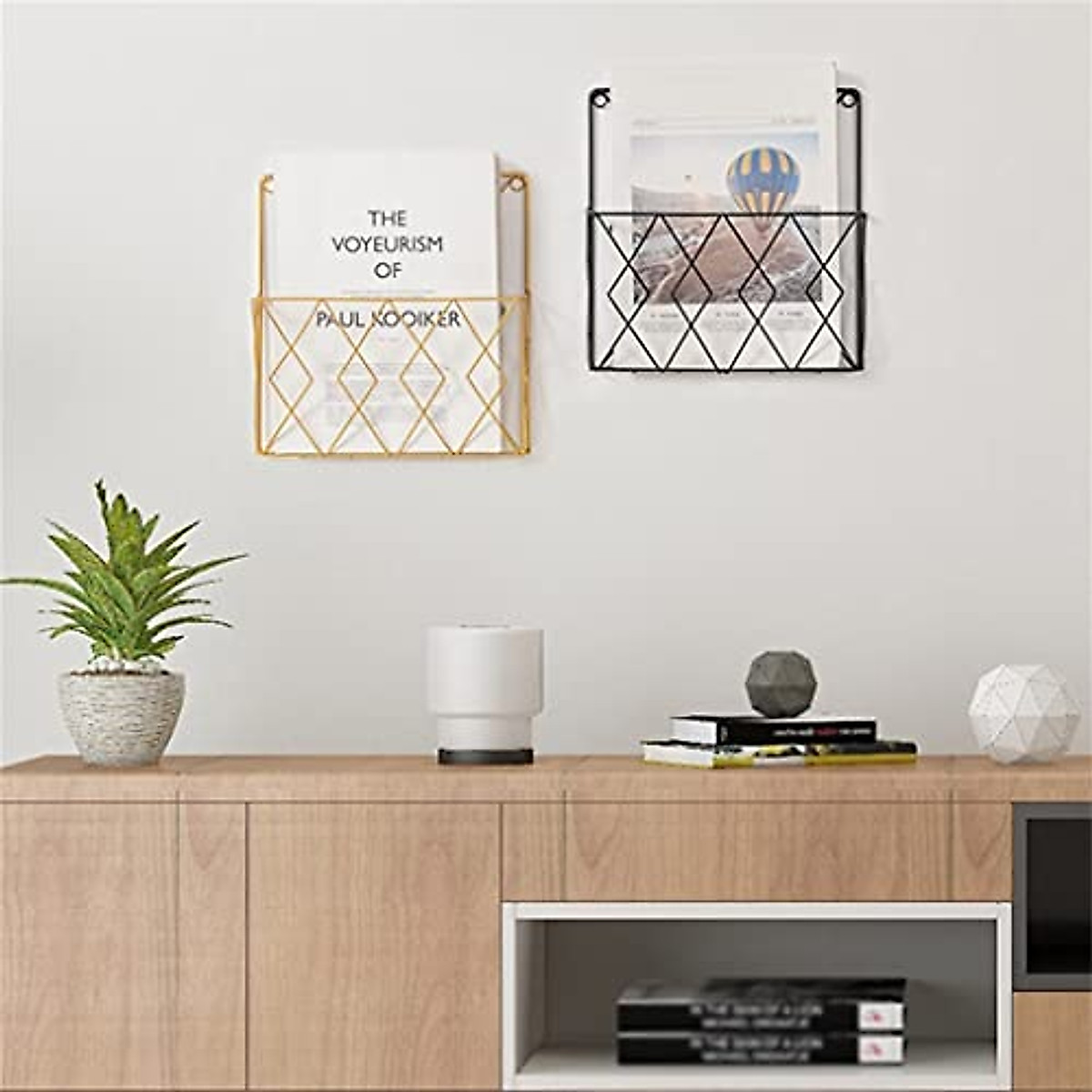 EYHLKM Wall Mounted Wrought Iron Book Shelf Grid Design Hollow Bookcase Holder Home Bedroom ( Color : E , Size : 1 )