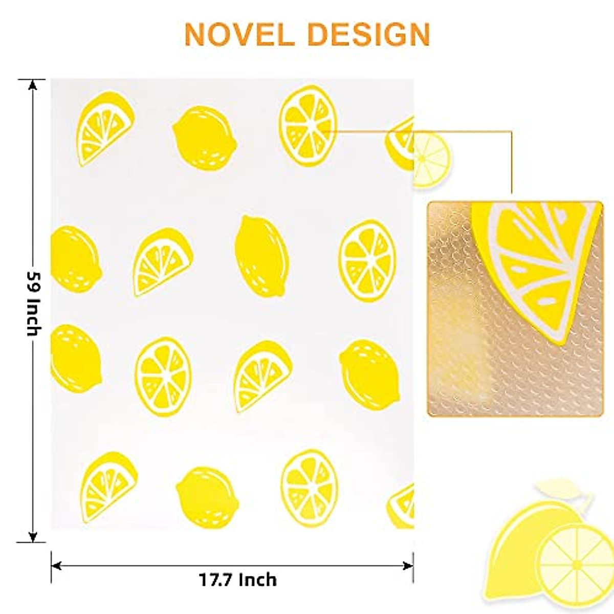 Cooyes Shelf Liner for Kitchen Cabinets Non-Adhesive Drawer Liner Non-Slip Refrigerator Liner - Best Shelf Liner, Fridge, Drawer, Cupboard Liner (Lemon,17.7 x 59 Inch)