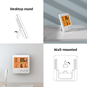 4" Backlight Hygrometer Indoor Thermometer Temperature and Humidity Room Thermometer Humidity Gauge Indicator for Home Office Greenhouse Backlight for 10s