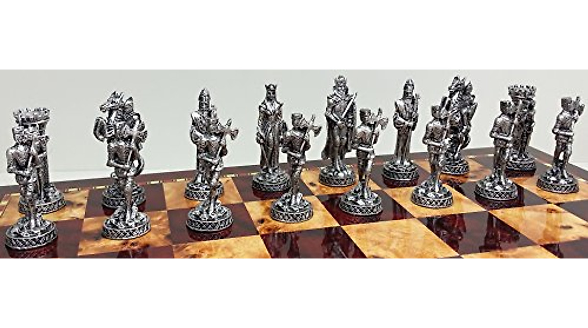 Antique Gold & Silver Knight Chess Set - No Board