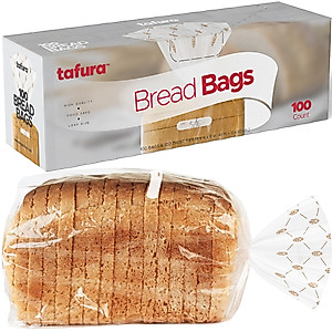 Bread Bags (100 Count) Bread Bags for Homemade Bread, Plastic Bread Bags with Twist Ties, 100 Clear Storage Bags, BPA Free