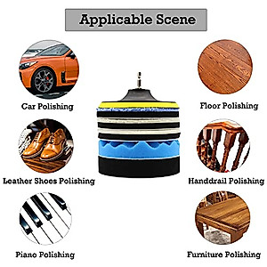 SOLULU 5 Inch Wool Polishing Buffing Pads Kit, 7 Pcs Waxing Buffing Polishing Sponge, 5 Inch Face for 5 in 125mm Backing Plate, for Drill Buffer Attachment with M14 Drill Adapter