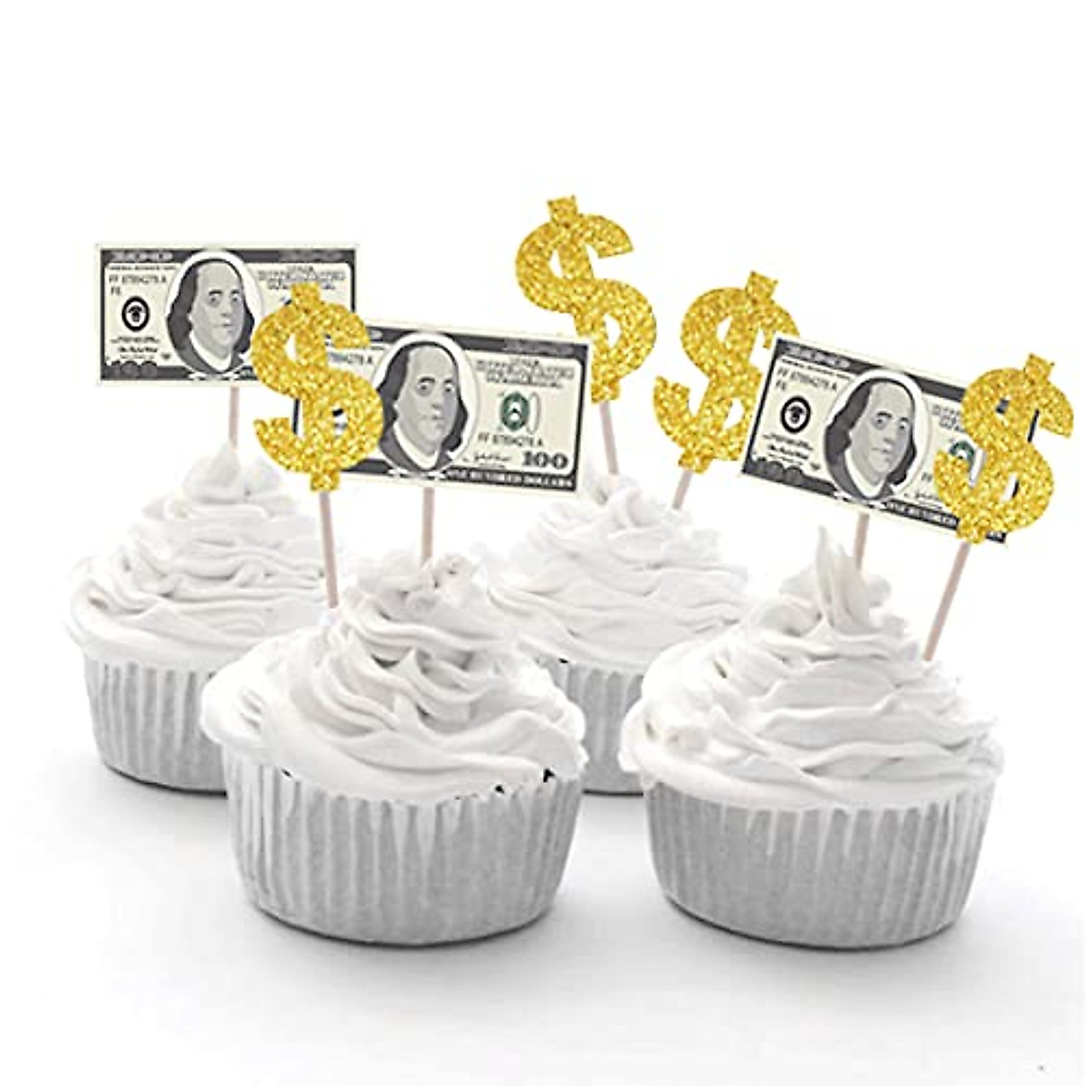 YiiGoood Money Theme Party Kit: Banner, Toppers, Crown