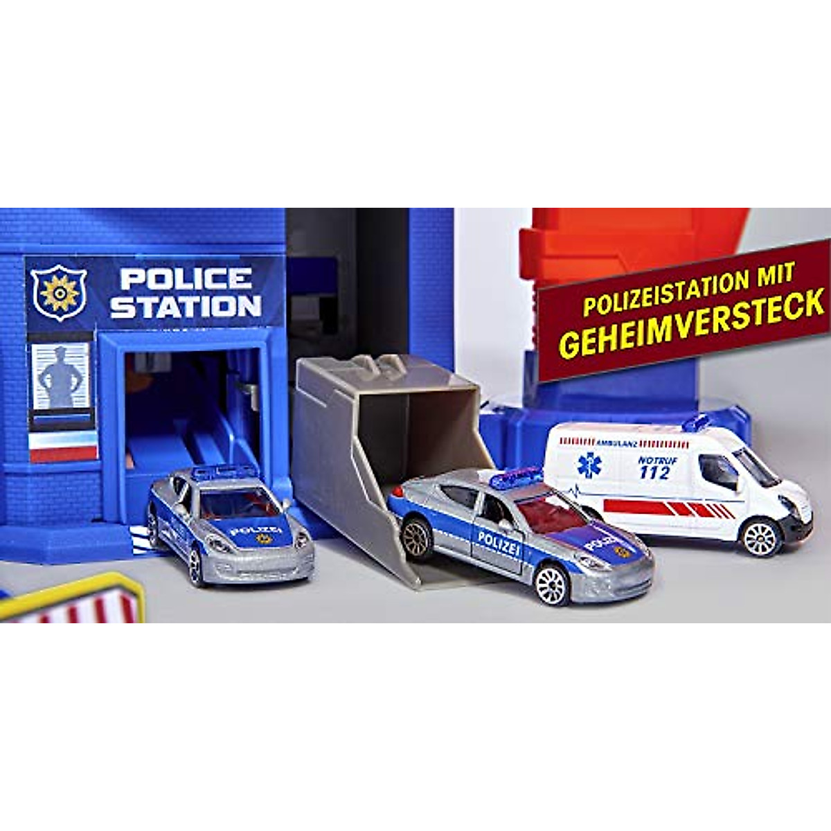 DICKIE TOYS: Majorette Super City Garage Playset with 6 Die-Cast Cars, Parking Building Play World on Seven Floors, 6 Light and Sound Effect Systems, For Ages 3 and up , 128 x 78 x 73 cm