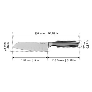 HENCKELS Graphite Razor-Sharp Hollow Edge Santoku Knife 5-inch, German Engineered Informed by 100+ Years of Mastery, Gray