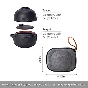 HEER Chinese Travel Gaiwan Tea Set for One, Ceramic Small Kungfu Teapot with Teacup for Adults, Japanese Style Tea Accessories for Tea Lovers.