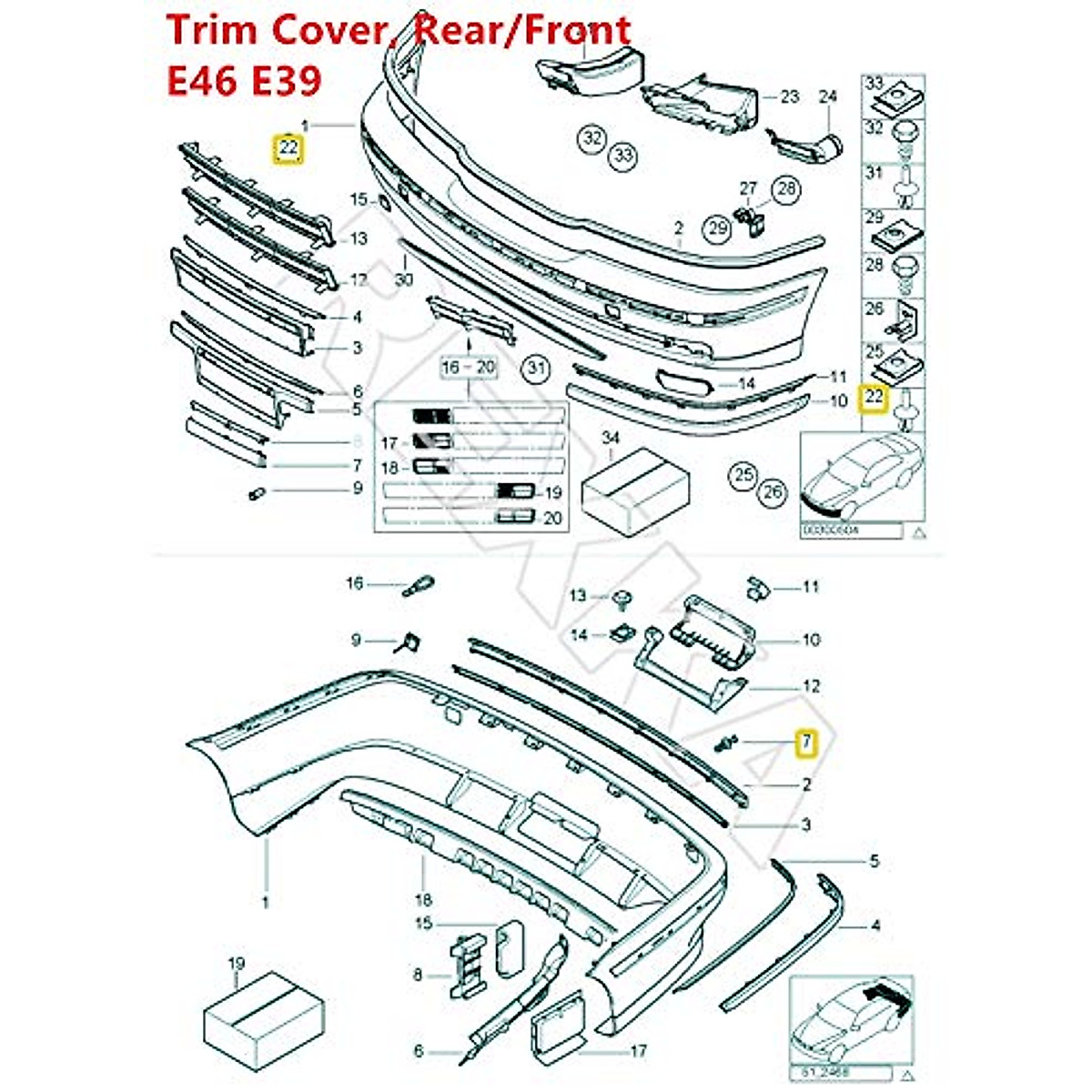 Rexka 40pcs Bumper Trim Wheelhouse Liner Push-Type Retainer Clip Rivet Compatible with BMW 51-11-8-174-185 51118174185