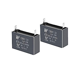 CBB61 Fan Capacitor 12uf 250VAC 50/60Hz Black Metallized Polypropylene Capacitor 50/60Hz (2 Pack)