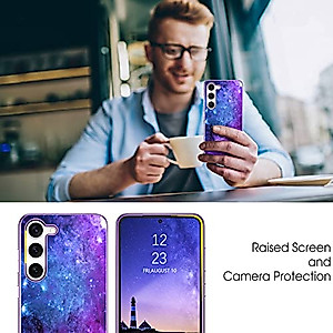GUAGUA Compatible with Samsung Galaxy S23 Case 6.1 Inch Glow in The Dark Noctilucent Luminous Space Nebula Slim Fit Cover Shockproof Protective Anti Scratch Case for Samsung S23 5G, Blue Nebula