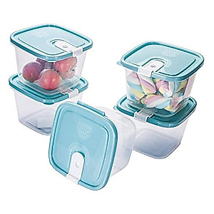 Plastic Food Storage Containers w/attached Lids. Multi sizes Containers. Microwave/Freezer & Dishwasher Safe - Steam Release Valve. BPA/Free (24, Light Blue)