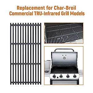 SHINESTAR 17'' x 9 1/2" Grill Grates for Charbroil Tru Infrared 463242716, 463276016, 463242715, Nexgrill 720-0882A, Lowe's 639322, Porcelain-enameled Cast-Iron Cooking Grid, Set of 3