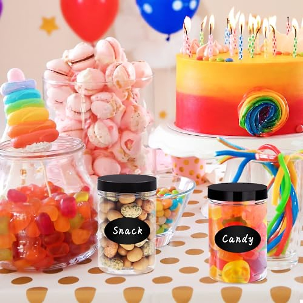 Eupako 12 Pack Plastic Jars with Lids 8 OZ - Empty Clear Cosmetics Containers with Pen and Labels, Round Small Plastic Jars with Screw On Lids for Slime, Makeup, Butter, Cream, Lotion, Pot, Dry Food