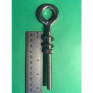 US STAINLESS 2 Pieces Stainless Steel 316 M10 Eye Bolt 10mm x 100mm (3/8" x 4") Marine Grade Pitch of 1.5