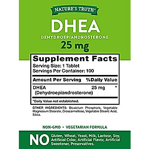 DHEA 25mg Tablets | 100 Count | Vegetarian, Non-GMO & Gluten Free Supplement | by Nature's Truth