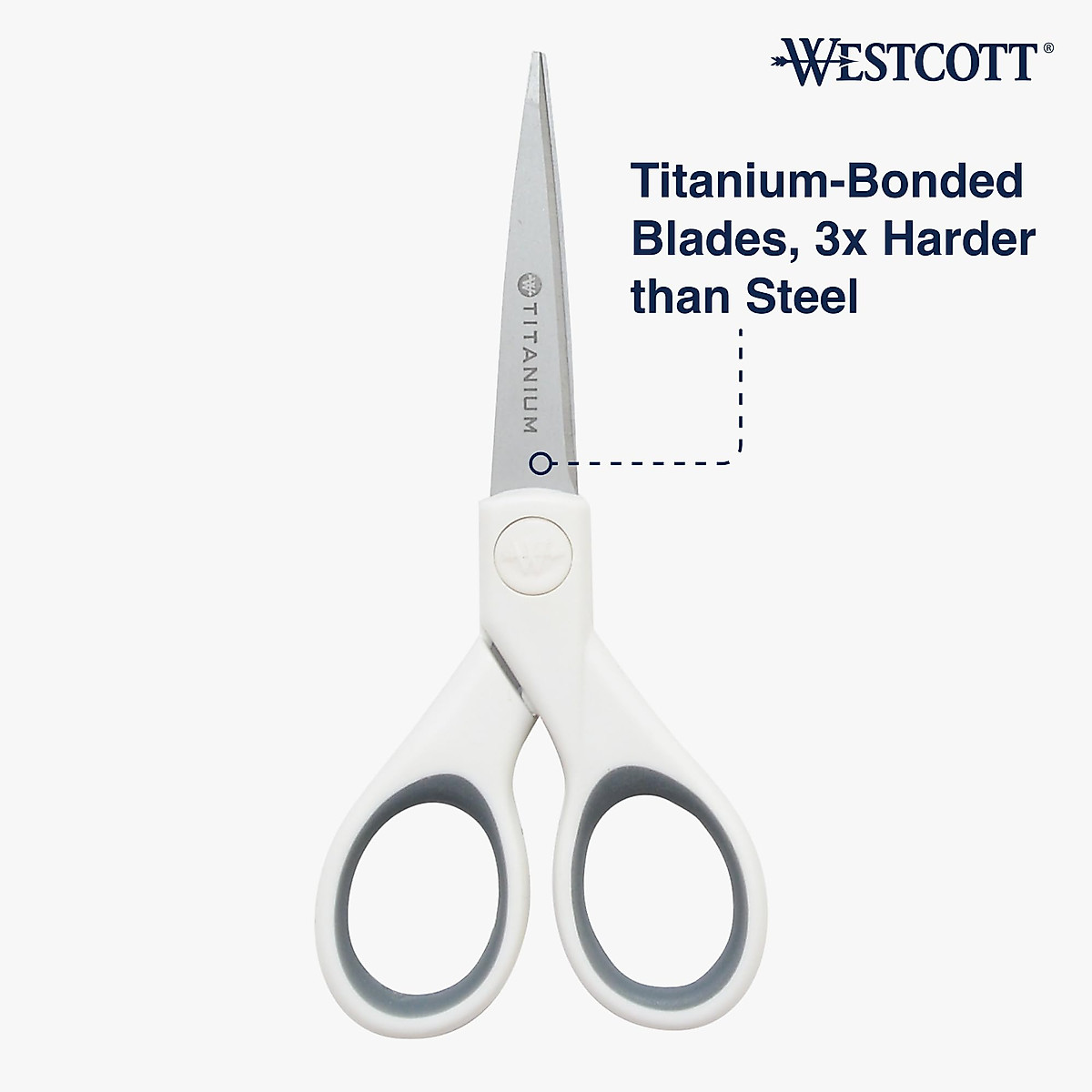 Westcott 16376 Crafting Scissors, 5-Inch Titanium Micro-Tip Scissors, White/Gray