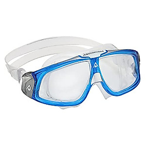 Aqua Sphere Seal 2.0 Swim Goggles - Comfortable Leak Resistant Seal, Distortion Free Vision| Unisex Adult, Clear Lens, Light Blue/White Frame, One Size, MS5074109LC