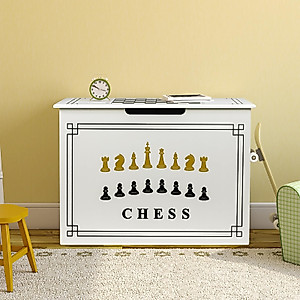 Pierybyt Wooden Storage Chest, White, 23.6" x 15" x 16.7"，Storage Chest With Safety Hinges，For Organize and Store Your Child's Toys ，Item Storage, Playroom Storage.