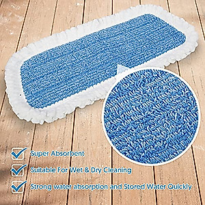MEXERRIS Microfiber Spray Mop Pads Replacement Heads Washable Reusable Mop Refills for Wet Dry Mop Floor Cleaning Compatible with Bona Care System for Kitchen Home Commercial - Blue 5 Pack
