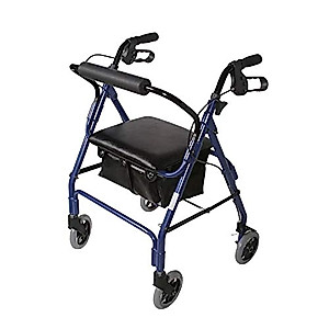 Walker,Rollator Lightweight Folding Walker with Seat 4 Wheeled Walking Frame with Brakes Carry Bag Adjustable Height Perfect for Indoor and Outdoor Outdoor