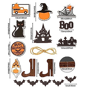 Halloween Tiered Tray Decor Bundle Wooden Mini Sign Living Room Fireplace Farmhouse Decors for Tiered Tray Office Tiered Tray Set Tiered Tray Decors Set Tiered Tray Items Bedroom Wooden Decor