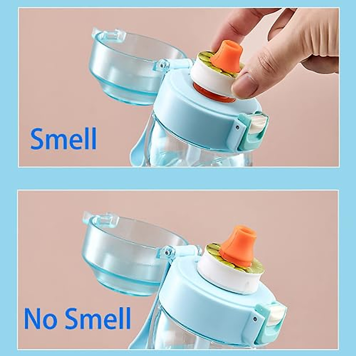 pophorn Scented Water Bottle — 650mL Flavouring Water Bottle With 6 Scented Pods, Leakproof Flip Lid Cap, Carry Strap, BPA Free Tritan, Suitable for Outdoor Sports, Fitness (Black)