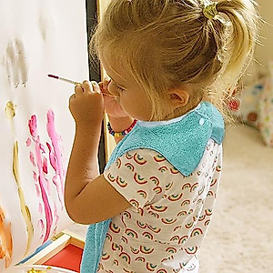 4 Pcs Full Coverage Baby Bib Absorbent Cotton Terry Towel Bib Terry Toddler Bibs with Ribbed Neck and Snap Button Baby Feeding Bibs for Boys Girls