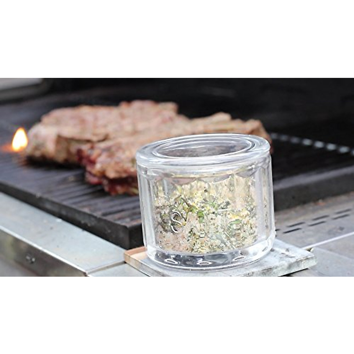 KooK Glass Salt Cellar, with Airtight Lid, Embossed Pressed Glass, Clear Storage Container, for Coffee, Sugar, Spices and Candies, Dishwasher Safe, 10 oz (Clear)