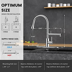 Kitchen Faucet, 2024 Upgraded Filter Water Kitchen Faucet with Pull Down Sprayer, Brushed Nickel Stainless Steel High Arc 1 Or 3 Hole Kitchen Sink Faucet for Remove Chorine and Harmful Substances