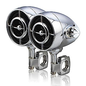 Heavy Locomotive Audio Motorcycle Bluetooth Speakers with Stereo/Bass, Motorcycle Radio 160W Waterproof Built-in FM Radio (Silver, 1.25inc-1.5inch Holder)