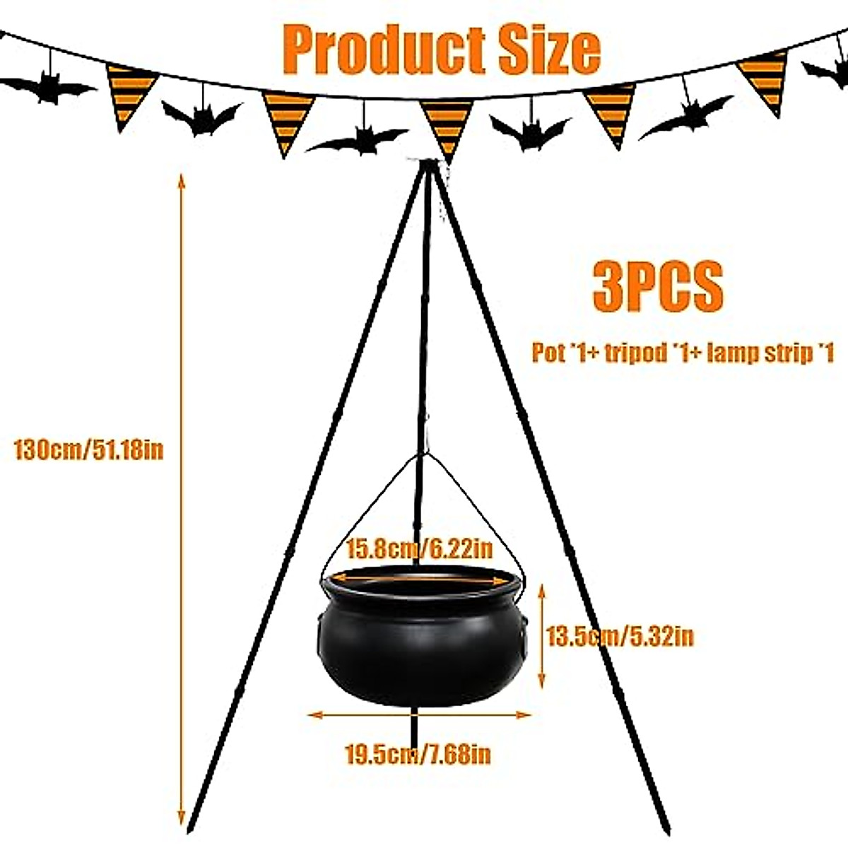 Witches Cauldron Halloween Decorations Large Witches Cauldron on Tripod with Lights Halloween Decorations Black Witch Decor for Home Outdoor Indoor Yard Halloween Props Witch Cauldron Pot