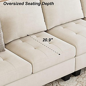 Belffin Velvet Modular Sectional Sofa with Storage Ottoman 6 Seater L Shaped Sectional Modular Sofa Couch with Reversible Chaise Convertible Corner Sectional Couch Beige