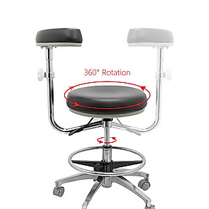 Adjustable Dental Assistant Chair Stool 17”-21‘’ Height with Adjustable Footring and Heavy Base for Dental Labs Exam Rooms