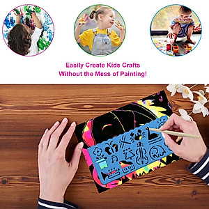 Nobranded Scratch Art Paper Set for Kids, 88 Pcs Rainbow Magic Scratch Off Paper of Various Shapes Suitable for Kids Crafts Arts Supplies Kits, Fantastic Christmas Birthday Party Favor Gift