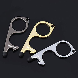 Klean Key Premium No Touch Door Opener Key Chain-Works on Touch Screen-Great for Elevator Buttons- Bottle Opener (Silver)