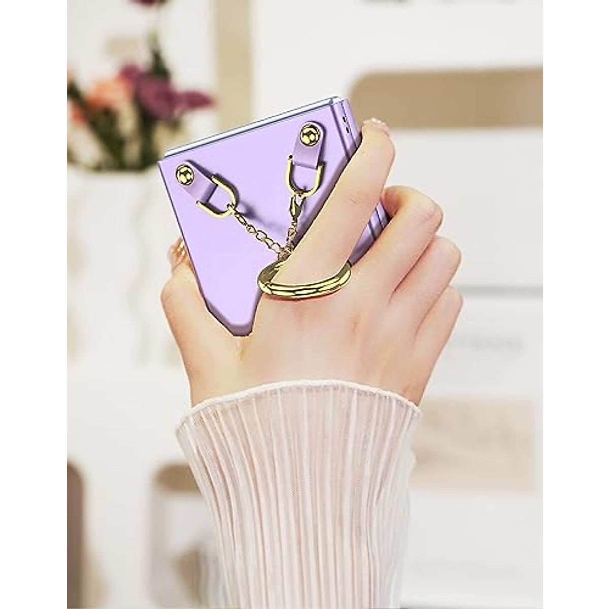 TECHY for Samsung Z Flip 5 Case with Ring, Protective Cover - Small Screen Protection, Matte Finish, Comfortable Grip Phone Case for Galaxy Z Flip 5 Case, Black