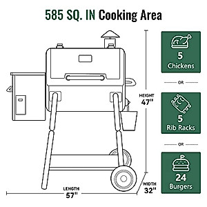 Z GRILLS ZPG-550A Wood Pellet Grill & Smoker, 16lbs Large Hopper Capacity, 585 sq in Cooking Area, 8 in 1 Versatility, Black