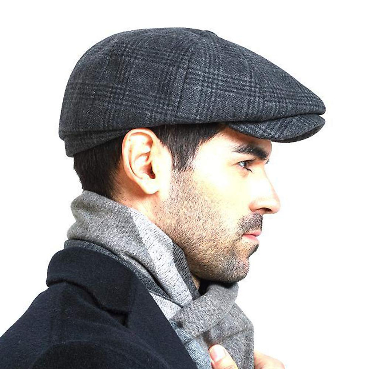 Men’s Vintage Newsboy Gatsby Hat Blend Wool Flat Ivy Cabbie Autumn Winter Cap Boyfriend Gift (XXL)