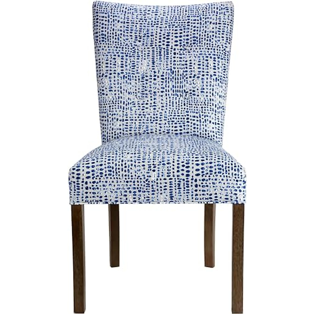 Sole Designs Julia Collection Contemporary Dining Room Chairs, Sediment Print Fabric Upholstered Parsons Seat with Button Tufted Backrest, Set of 2, Set of 2, Blue