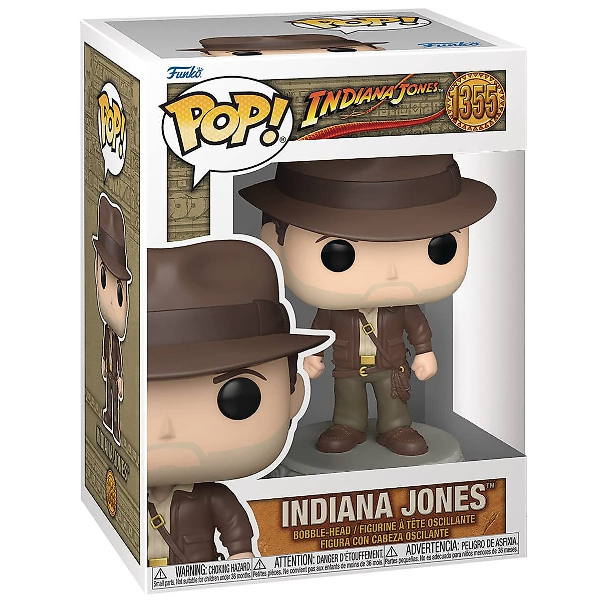 POP Indiana Jones: Raiders of The Lost Ark - Indiana Jones with Jacket Funko Vinyl Figure (Bundled with Compatible Box Protector Case), Multicolor, 3.75 inches