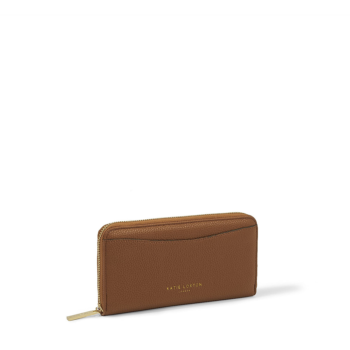 KATIE LOXTON Cara Womens Medium Vegan Leather Zippered Card Holder Wallet Cognac