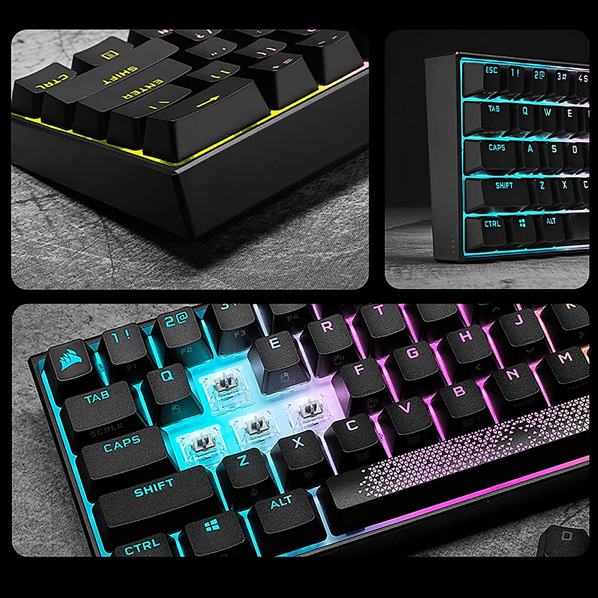 MUMUJJ K65 RGB Mini 60% Mechanical Gaming Keyboard, Adjustable RGB Lighting Single Keys, Mechanical Speed Keys, Hyper-Processing Technology Black