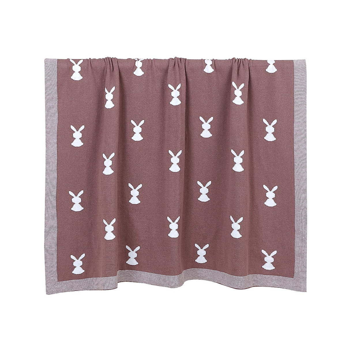 LAWKUL Baby Wrap Blanket Soft 100% Cotton Baby Blanket Knit Crib Receiving Blanket with Bunny Pattern Swaddle Cute Blanket for Babies Boy and Girl in Easter Size 40 * 30 Inches