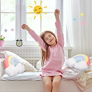 Queekay 2 Pcs 21 Inch Rainbow Shaped Pillow Home Decorative Cloud Pillow Lovely Stuffed Kid Pillow Soft Throw Pillows for Girls and Boys Friends Gifts Bedroom Resting Room Decorations (Red)