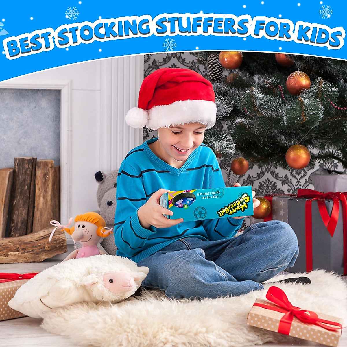 Kids Toys Christmas Stocking Stuffers Hover Soccer Ball, Rechargeable Air Soccer Indoor Fun Toys Birthday Gifts for Boys Girl Toddlers Age 3 4 5 6 7 8 Years Old