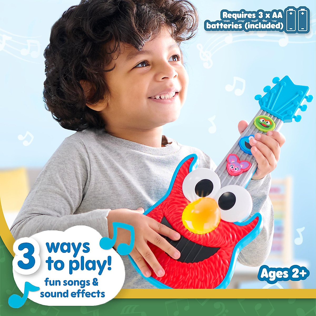 Sesame Street Rock with Elmo Guitar, Dress Up and Pretend Play, Lights and Sounds Preschool Musical Toy, Kids Toys for Ages 2 Up by Just Play