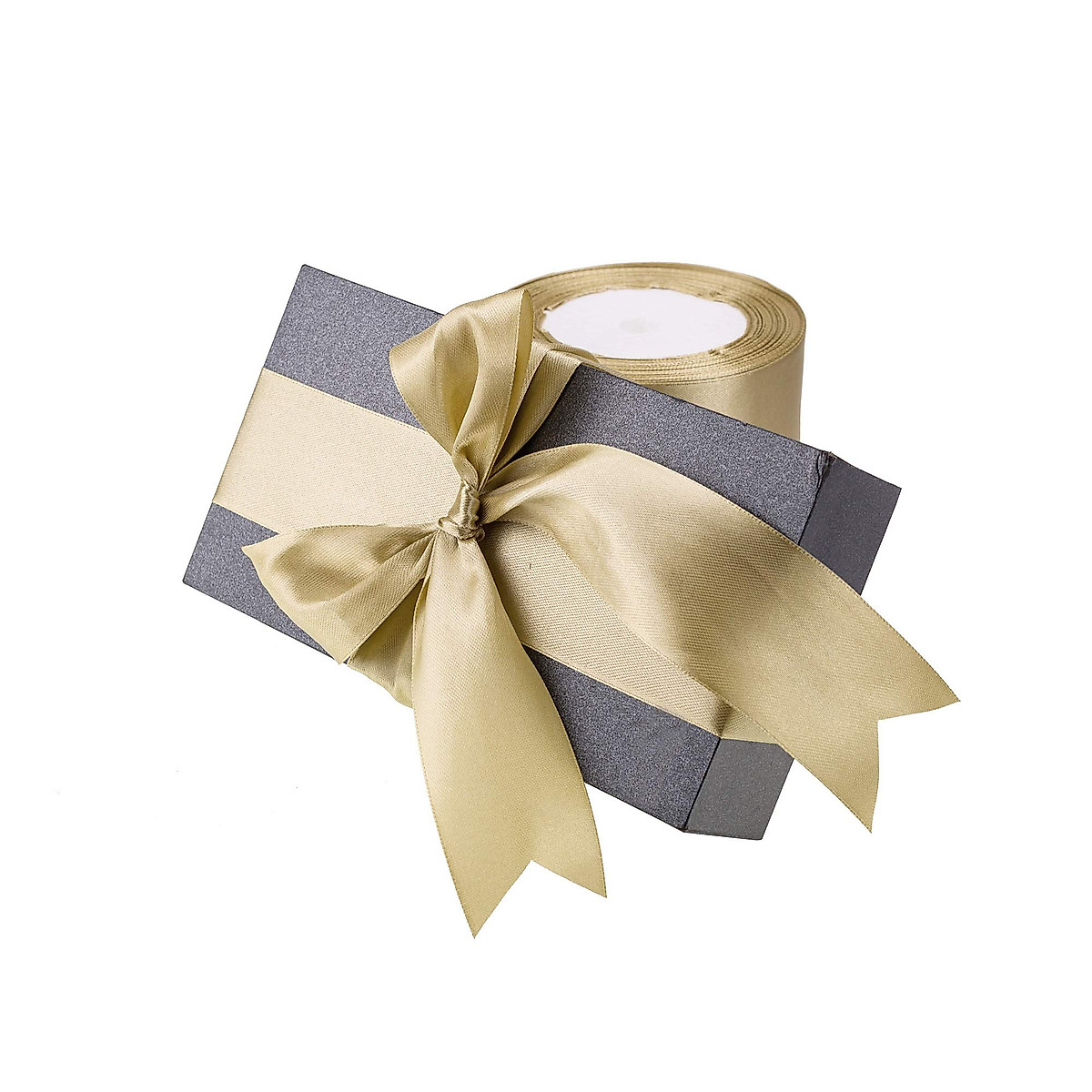 ATRBB 25 Yards 1-1/2 inch Wide Satin Ribbon Perfect for Wedding,Handmade Bows and Gift Wrapping(Old Gold)